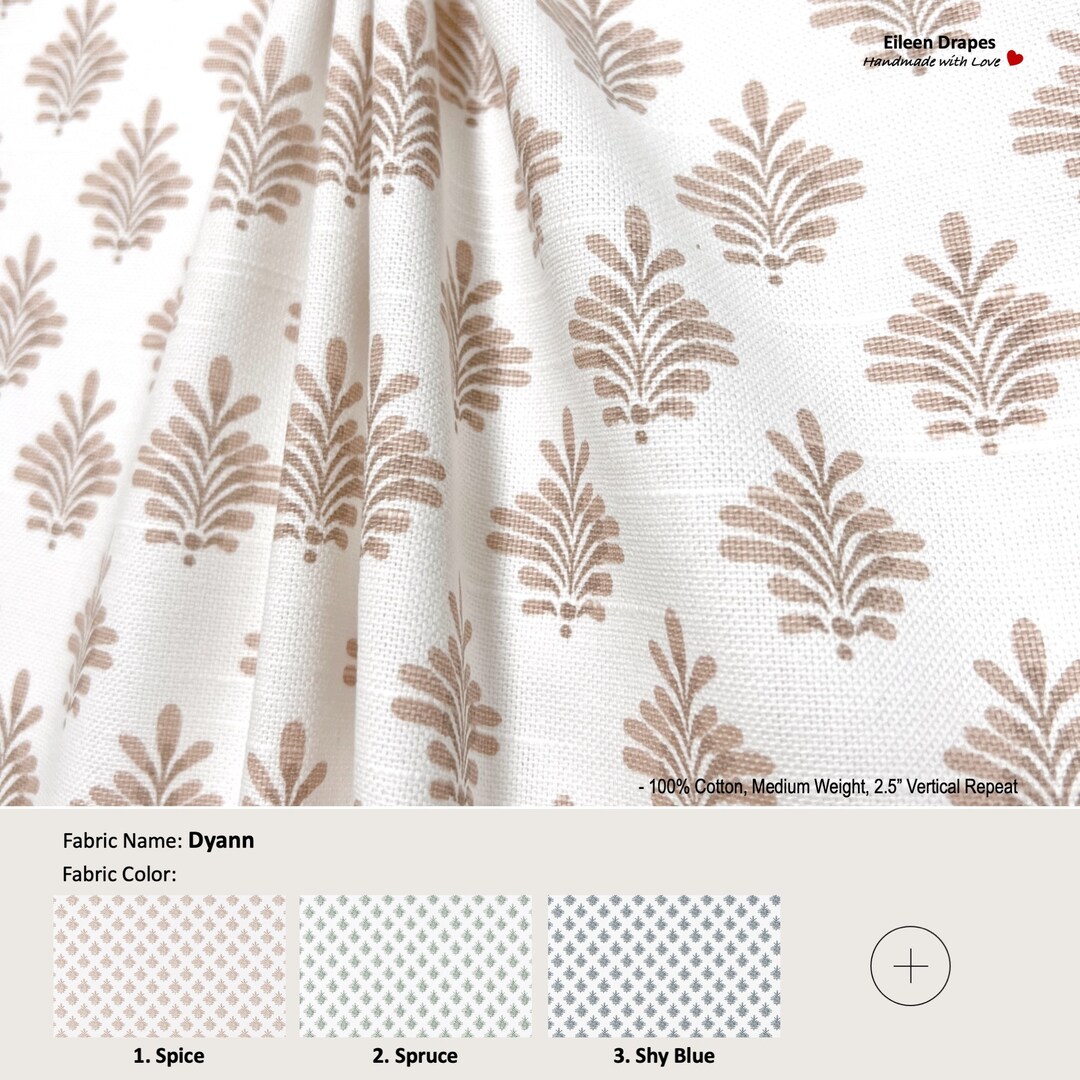 Dyann; 4 Colors; Floral Flower Damask Pine; Cotton Curtain, Valance ...