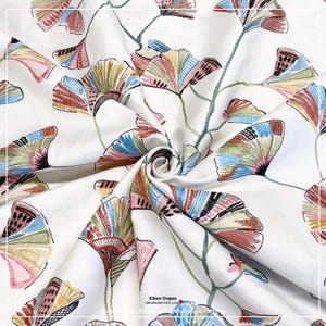 Ginkgo; 2 Colors; Embroidered Leaves; Linen Blend Curtain, Valance ...