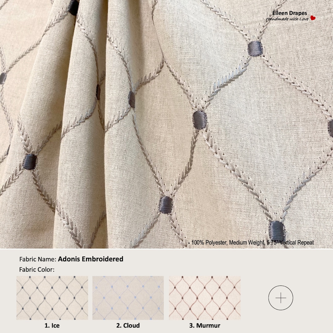 Adonis Embroidered; 5 Colors; Lattice Scrollwork Ogee Natural ...