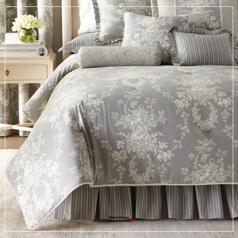 Custom Bed Skirt; Custom Bedding; Tailored Bedskirt, Box Pleats, Split ...