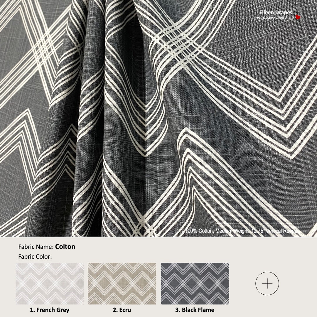 Colton; 7 Colors; Geometric Diamond Stripes Gray Blue White; Cotton ...