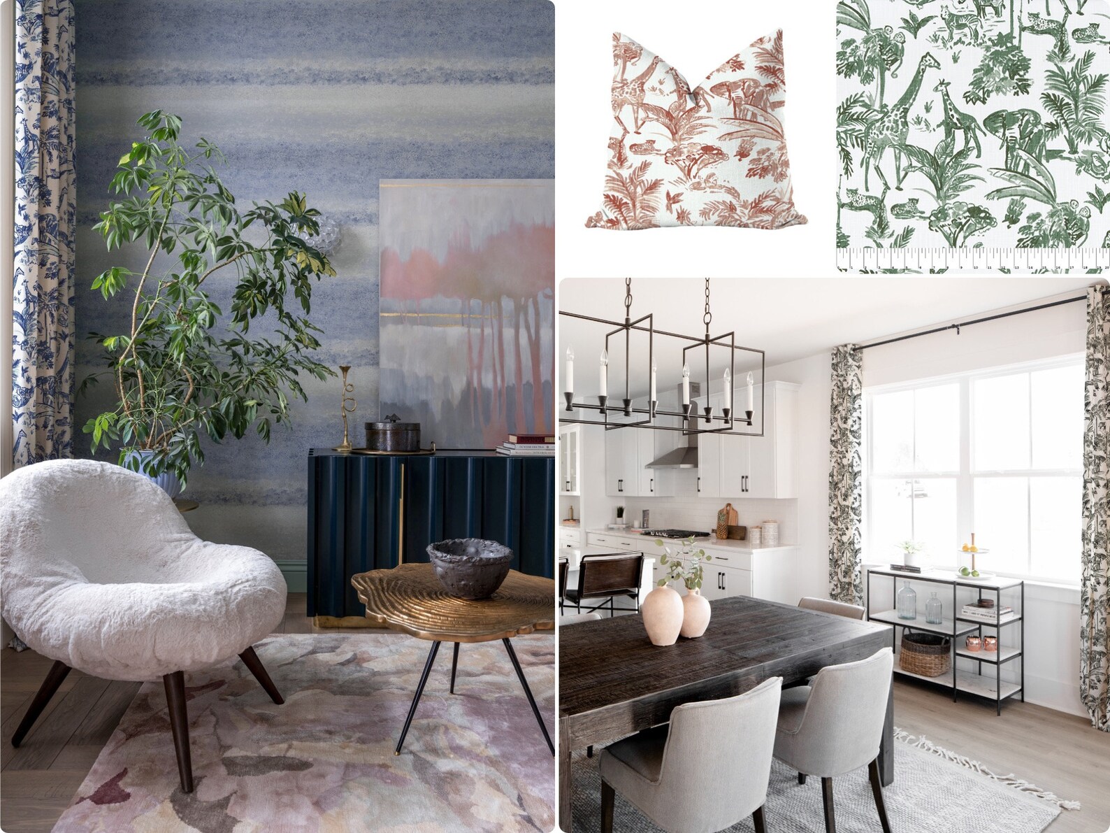 Meru 4 Colors Safari Animal Toile Giraffe Elephant Zebra | Etsy