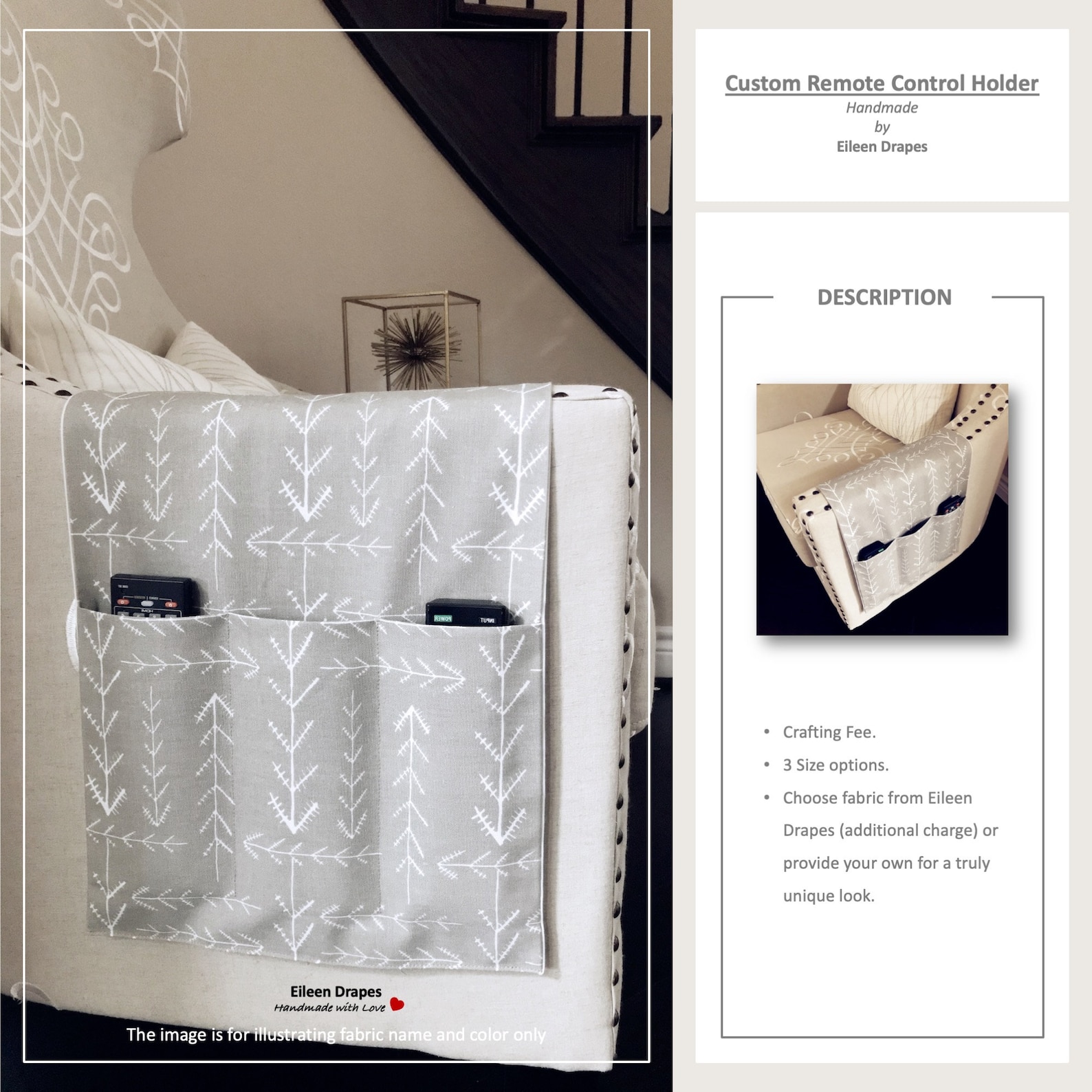 Custom Remote Control Holder; Organizer; Pockets for Remote Control ...