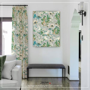 Gaudy 2 Colors Watercolor Floral Flower Cotton Curtain, Valance Extra ...