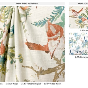 Round Robin 2 Colors Watercolor Bird Tree Cotton Curtain - Etsy