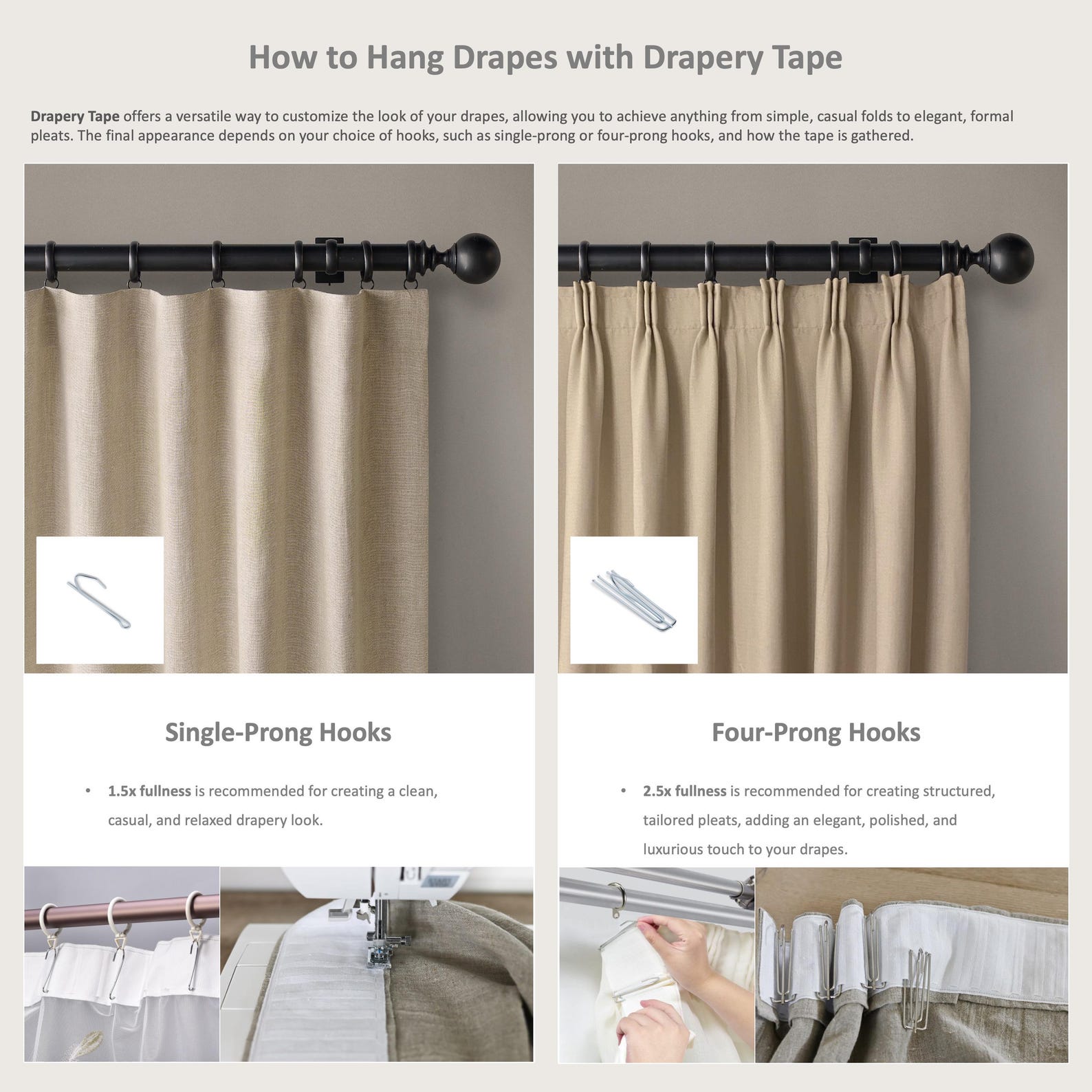 TOP STYLE Drapery Upgrade to Custom Drapes; Pinch Pleats; Euro Pleats ...