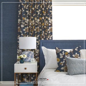 Leda Peony; 2 Colors; Jacobean Floral Flower Rose Blue Gray; Cotton ...