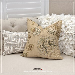 Ivana; Color Sea Glass; Jacobean Floral Flower Blue Taupe; Linen Blend ...