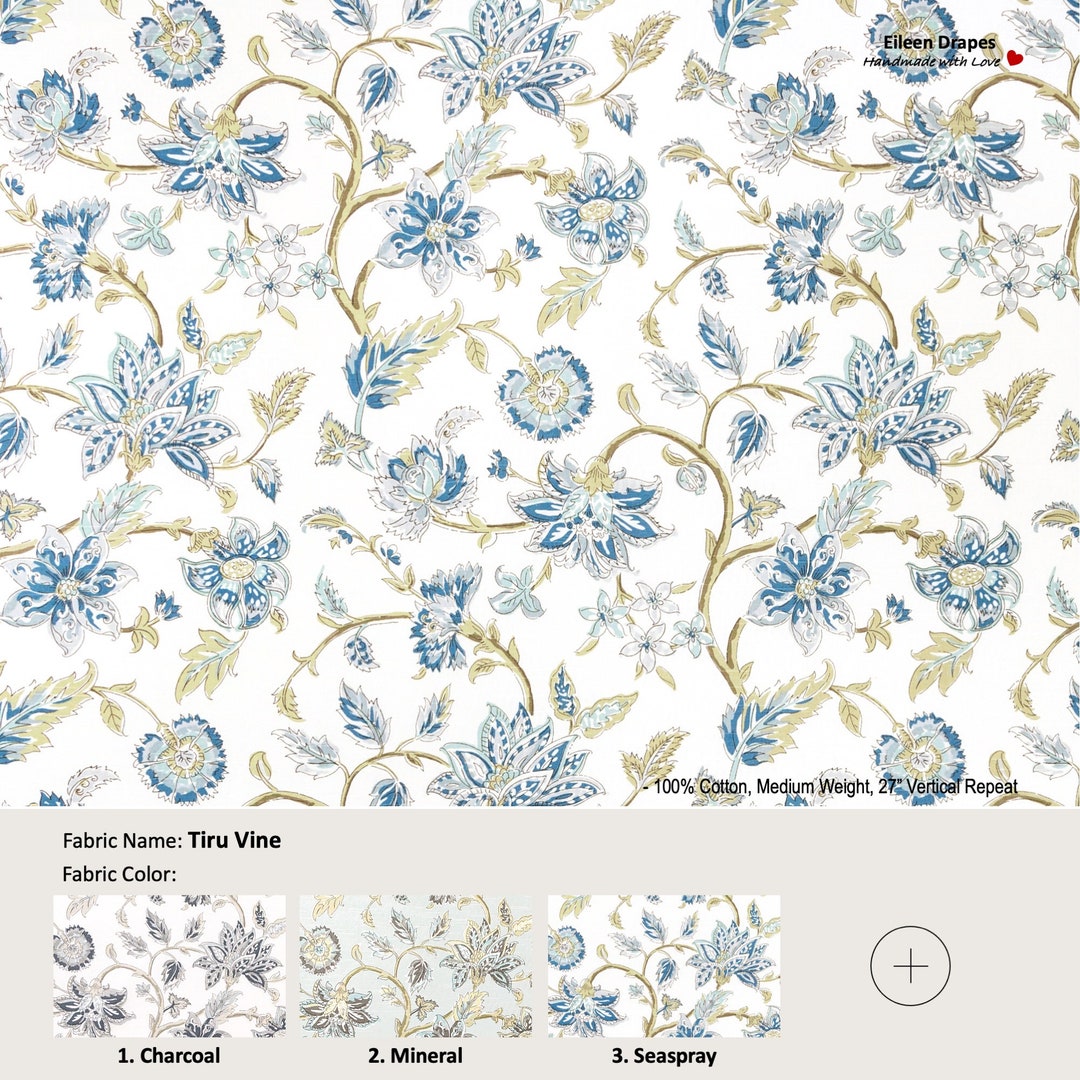 Tiru Vine; 6 Colors; Botanical, Florals, Jacobeans; Cotton Curtain ...
