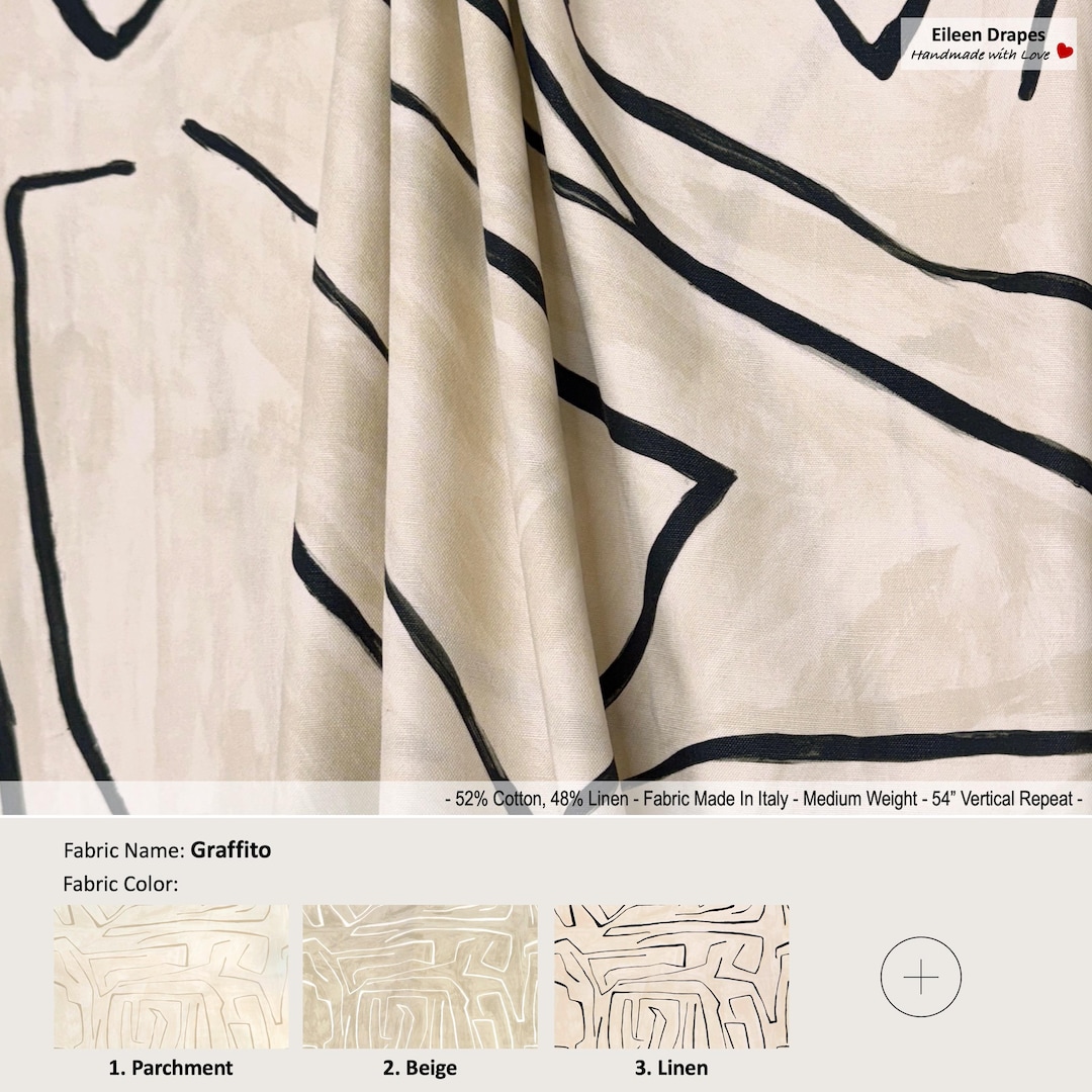 Graffito; 13 Colors; Abstract Line Art Strokes Modern Maze; Cotton ...