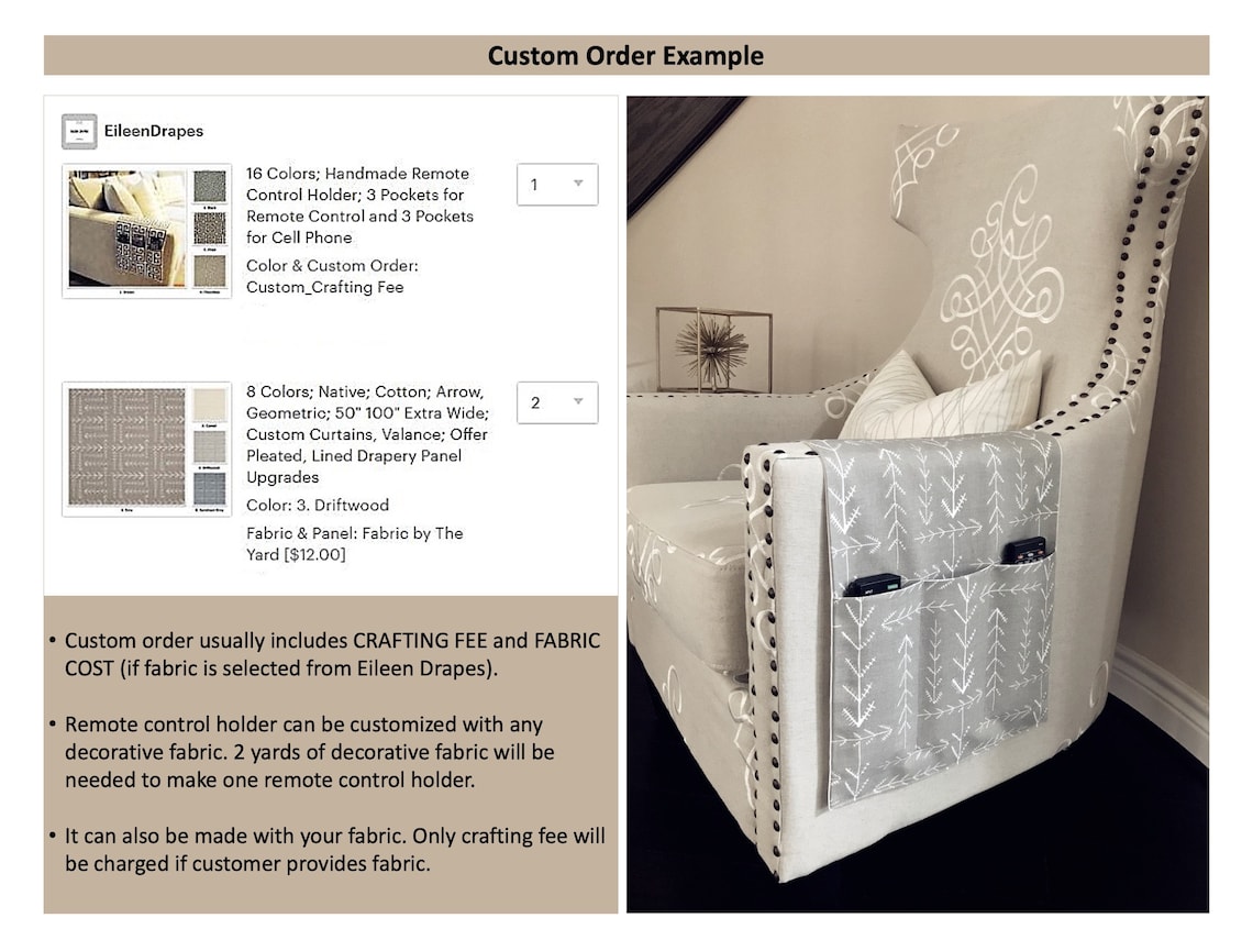 Custom Remote Control Holder; Organizer; Pockets for Remote Control ...