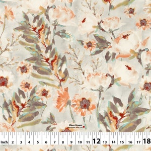 Gaudy 2 Colors Watercolor Floral Flower Cotton Curtain, Valance Extra ...