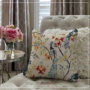 Quiller Color Multi Watercolor Peacock Bird Floral Cotton Curtain ...