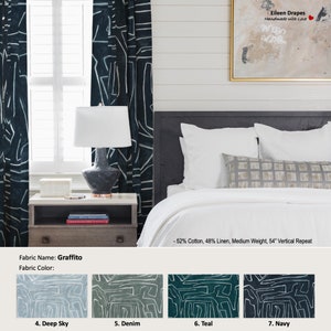 Graffito 13 Colors Abstract Line Art Strokes Modern Maze Cotton Blend ...