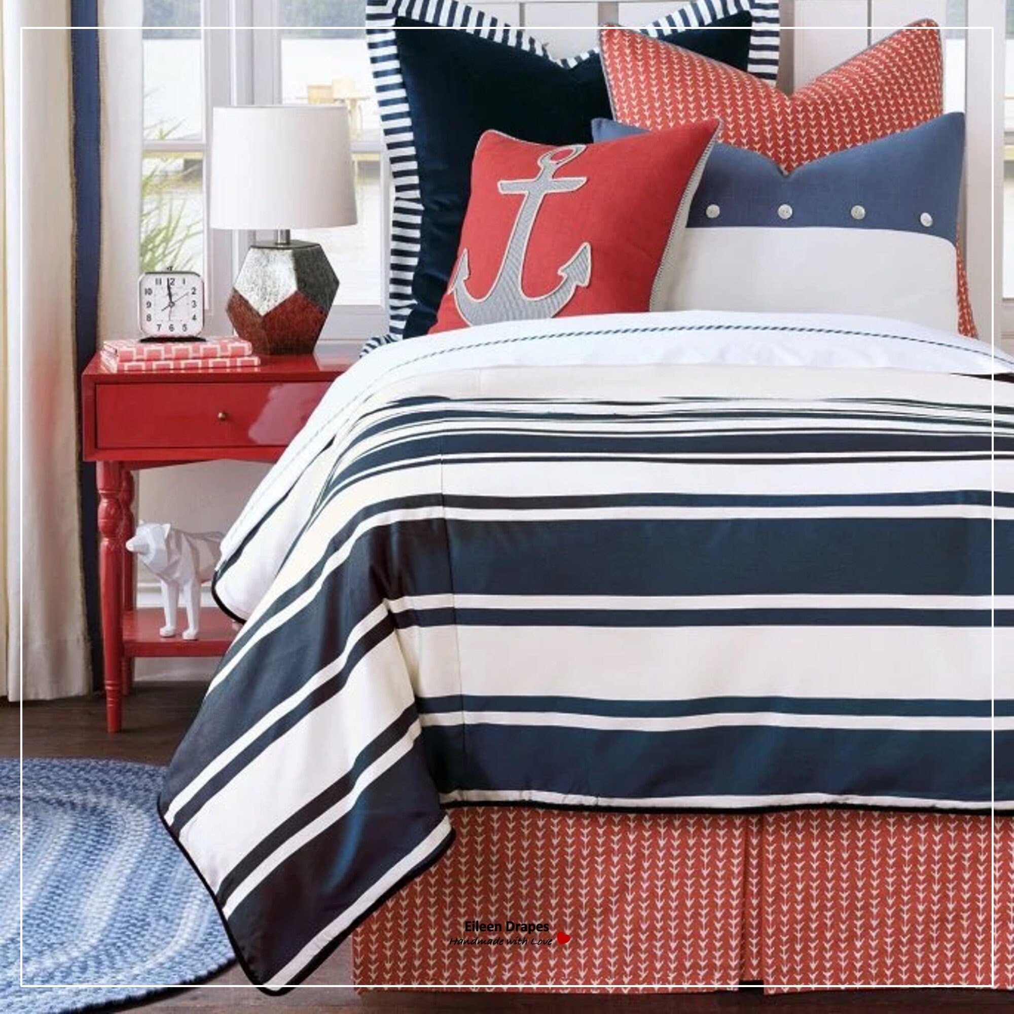 Custom Bed Skirt; Custom Bedding; Tailored Bedskirt, Box Pleats, Split ...