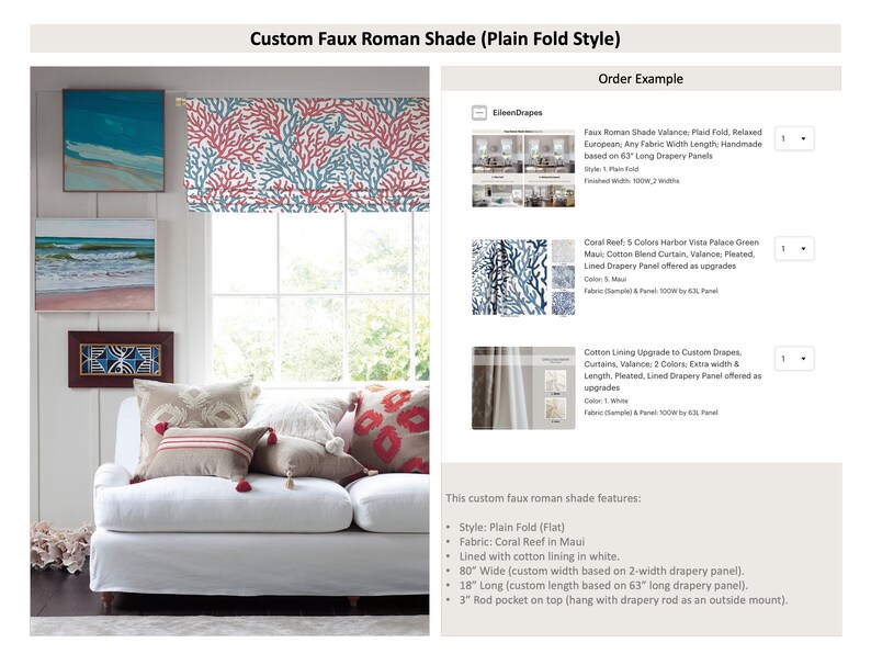 Faux Roman Shade Upgrade Plaid or Relaxed european Fold - Etsy