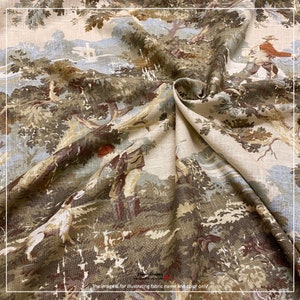 Avondale Color Vintage Fishing Hunting Toile Linen Blend Curtain ...