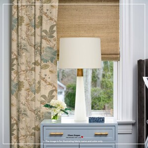 Ivana; Color Sea Glass; Jacobean Floral Flower Blue Taupe; Linen Blend ...