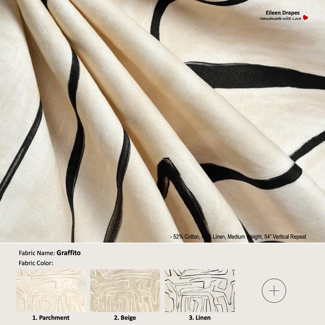 Graffito 13 Colors Abstract Line Art Strokes Modern Maze Cotton Blend ...