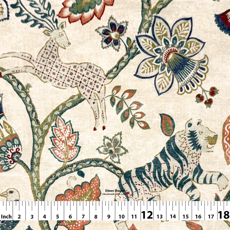Jonah; Color Traditional; Jacobean Floral Tigers Birds Lions Deer ...