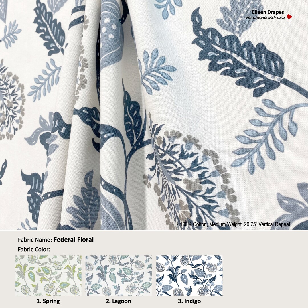 Federal Floral 3 Colors Palampore Flower Cotton Curtain, Valance Extra ...