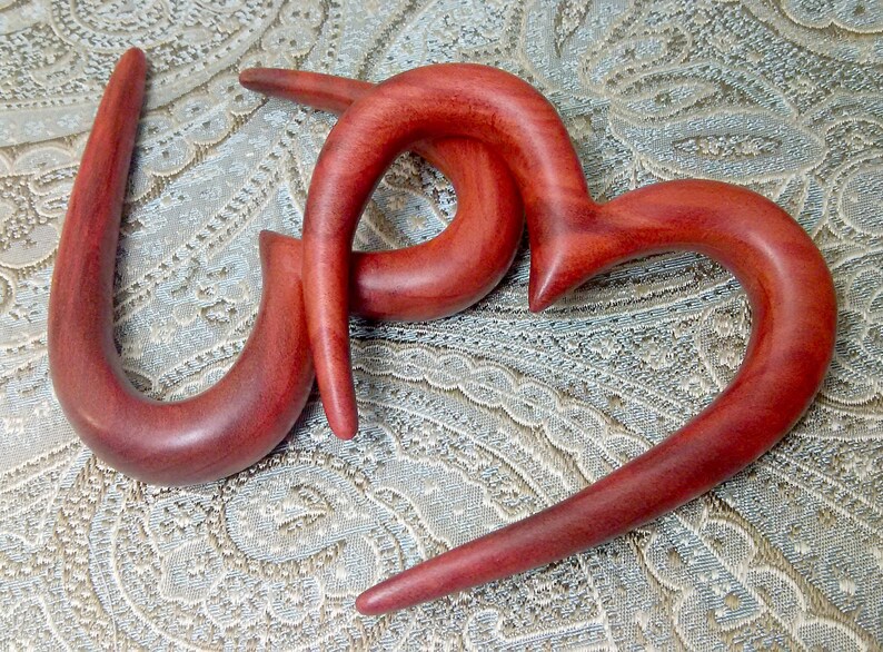 Heart Gauge Earrings Redheart Wood - Etsy