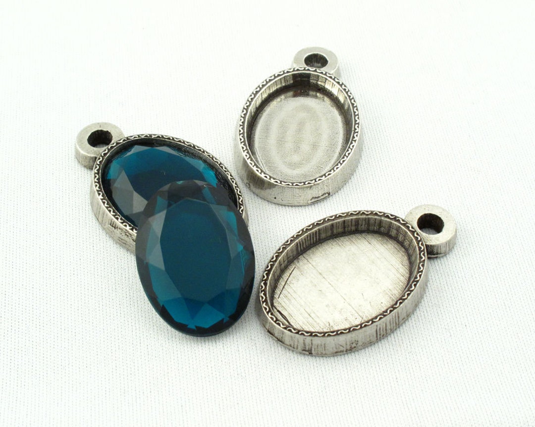 2X Oval Jewelry Settings / Pendant Trays Pewter S Pattern - Etsy