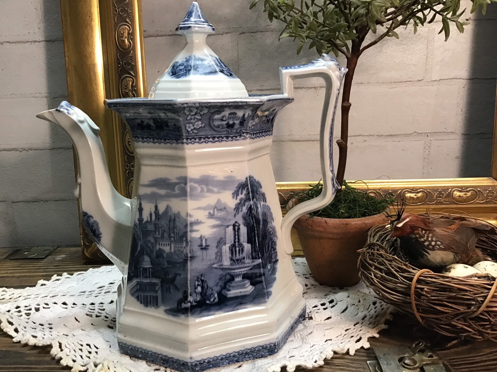 Rare 1800’s Antique Jacob Furnival Teapot, Ironstone, Medina Pattern - Etsy