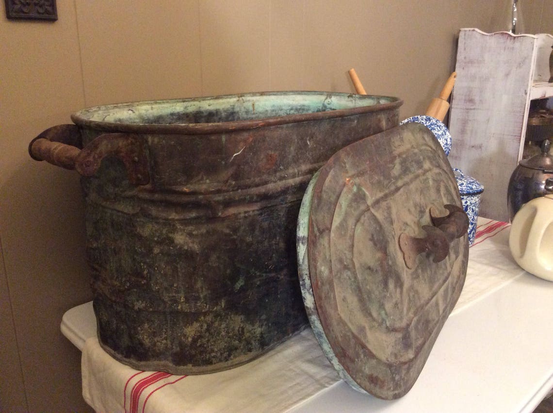 Very Large Copper Boiling Pot With Lid - Etsy