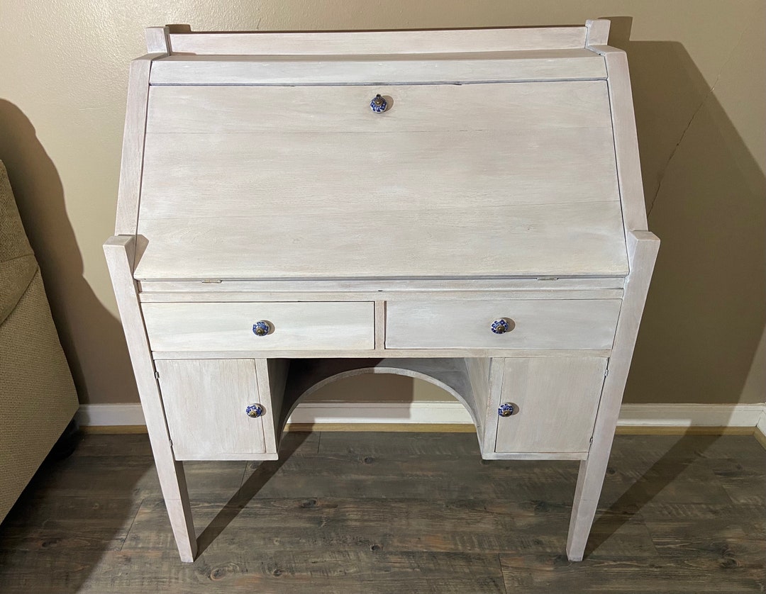 Antique Secretary Desk, Whitewashed Desk - Etsy