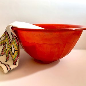 Vintage Red Glass Mixing Bowl - Etsy