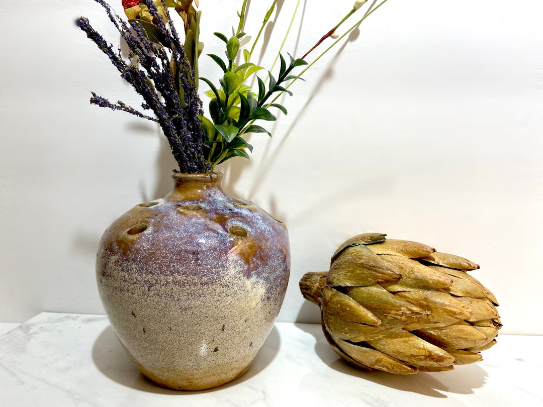 Vintage Edith Harrell Pinewood Pottery Flower Frog Vase - Etsy