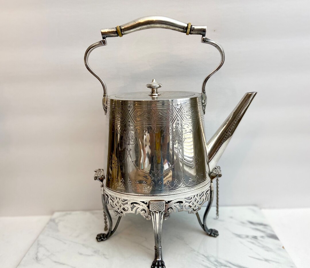 Silver Plate Hot Water Tilting Kettle With Burner - Etsy