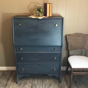 Sold-do Not Purchase**antique Navy Blue Secretary - Etsy