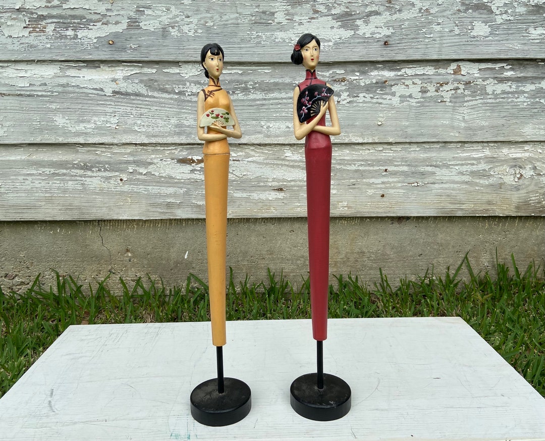 Tall Wooden Female Statues - Etsy