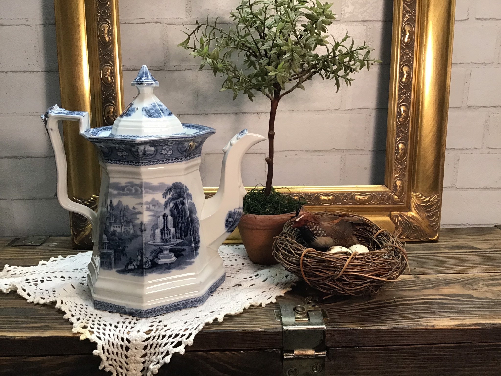 Rare 1800’s Antique Jacob Furnival Teapot, Ironstone, Medina Pattern - Etsy