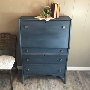 Sold-do Not Purchase**antique Navy Blue Secretary - Etsy