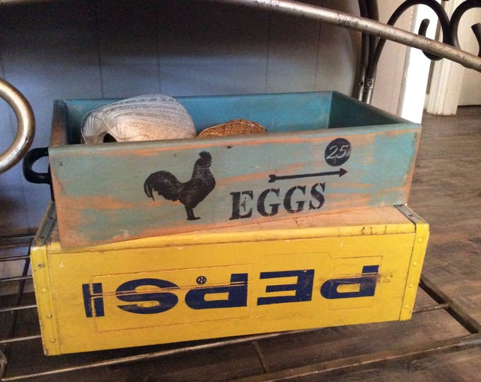 Farmhouse Wood Box With Drawer Pulls~wooden Storage Drawer~stenciled ...