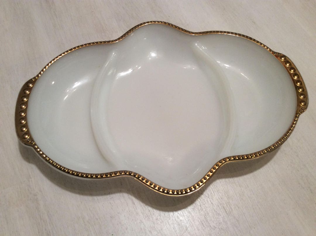 Vintage Fire King Divided Dishmilk Glass Dishrelish Dishserving Dish - Etsy