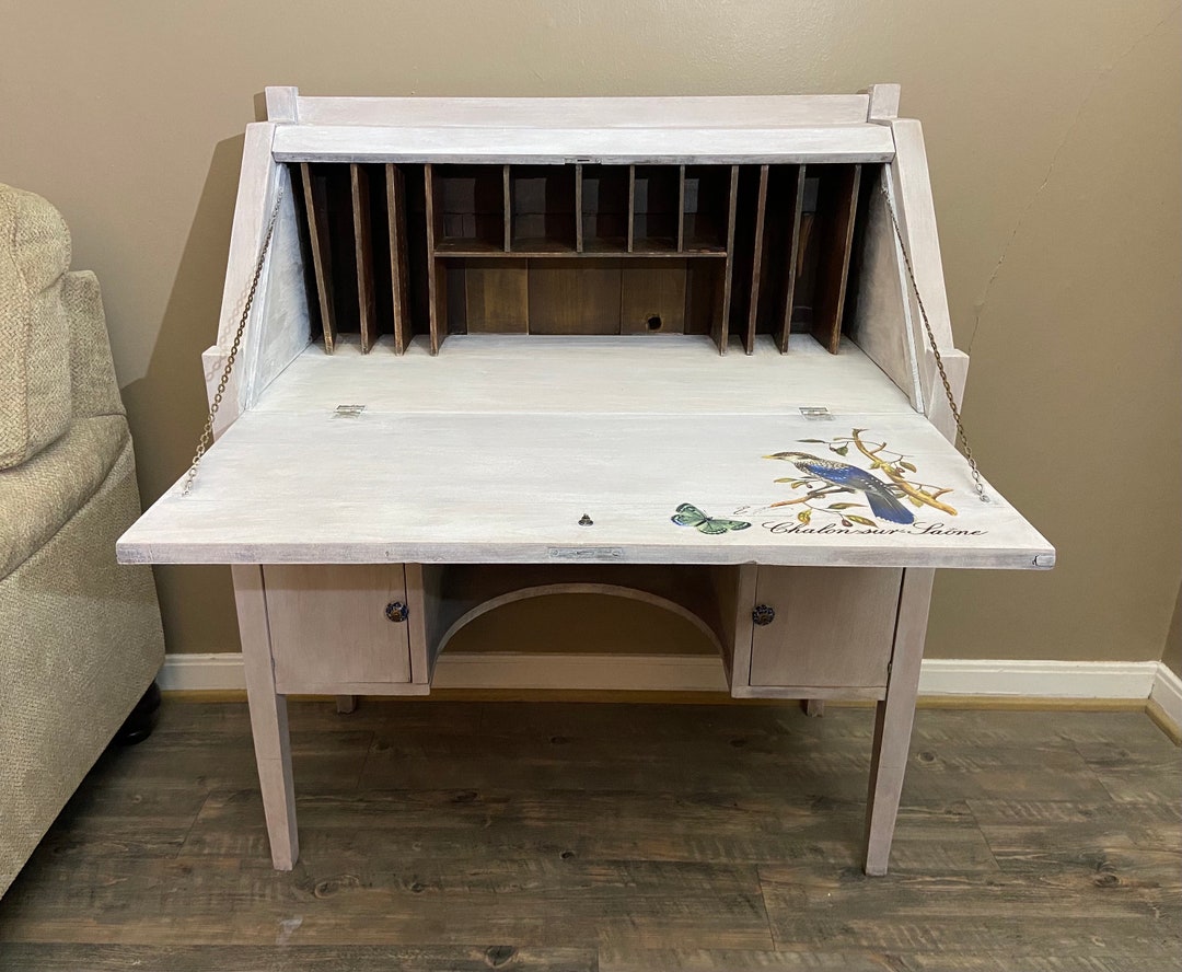Antique Secretary Desk, Whitewashed Desk - Etsy