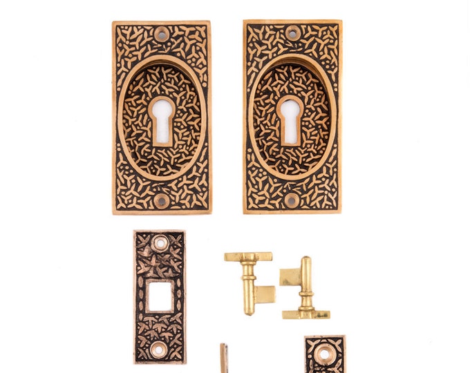 Rice Single Pocket Door Lock Set Polished Bronze - Etsy