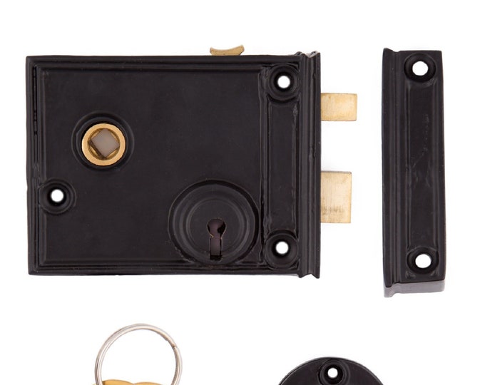 Cast Iron Horizontal Rim Lock Set With Rosette & Escutcheon - Etsy