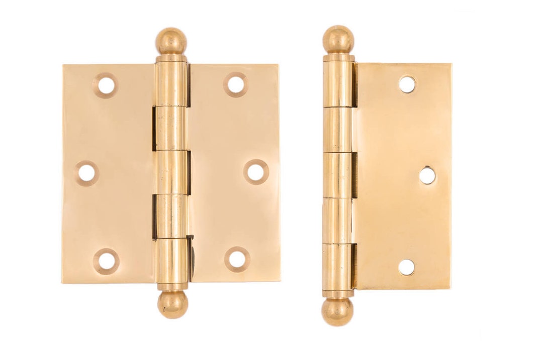 Solid Brass 3-1/2" X 3-1/2" Door Hinge With Ball Tips - Etsy
