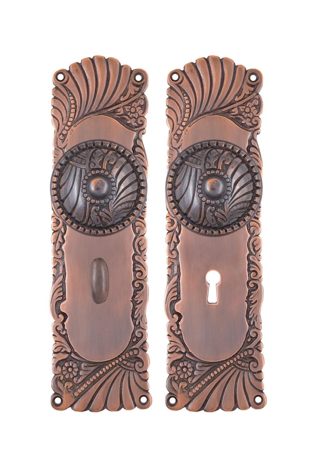 Antique Copper Privacy Set & Floral Doorknobs - Roanoke - Etsy