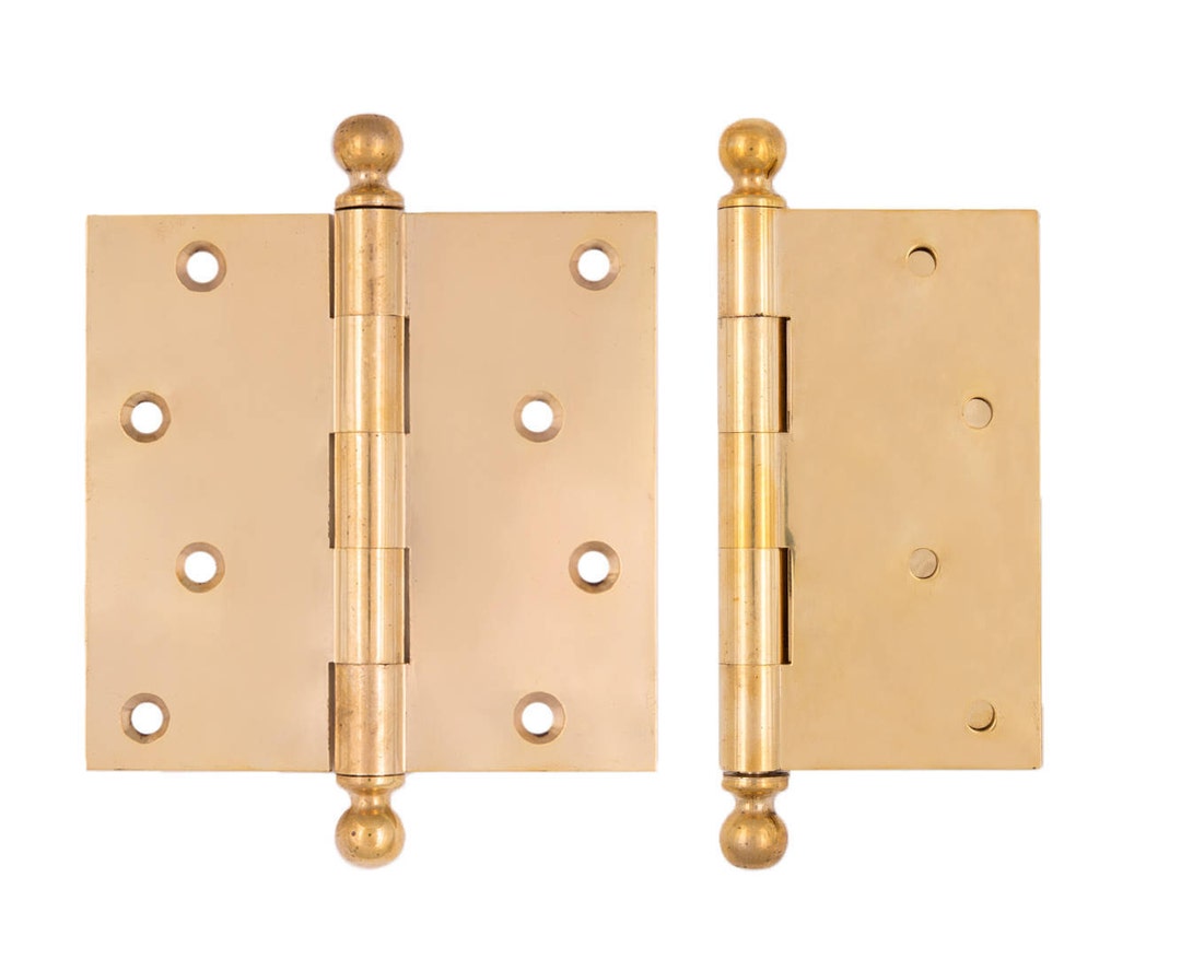 Solid Brass Door Hinges 5" X 5" With Ball Tips - Etsy