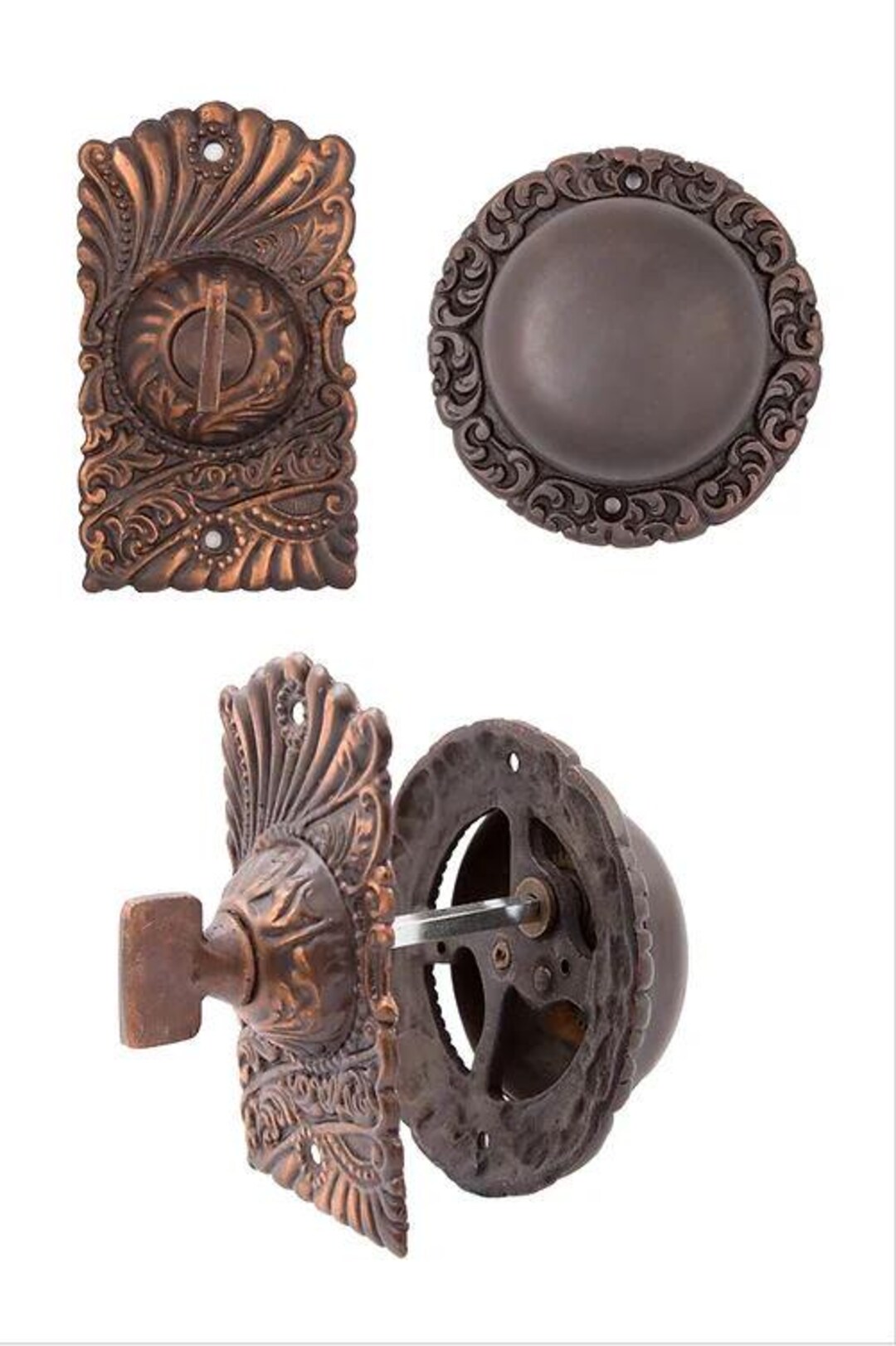 Antiqued Copper Mechanical Doorknob - Roanoke - Etsy
