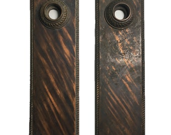 Antique Copper Japan Finish Entry Plate Set With Rope Design | Etsy