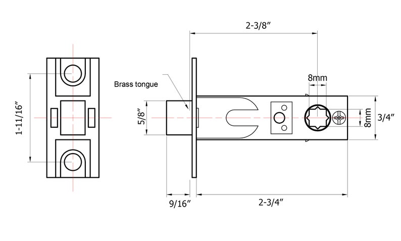 Passage Latch for Pre-drilled Doors 2 3/8 Inch Back Set Many - Etsy