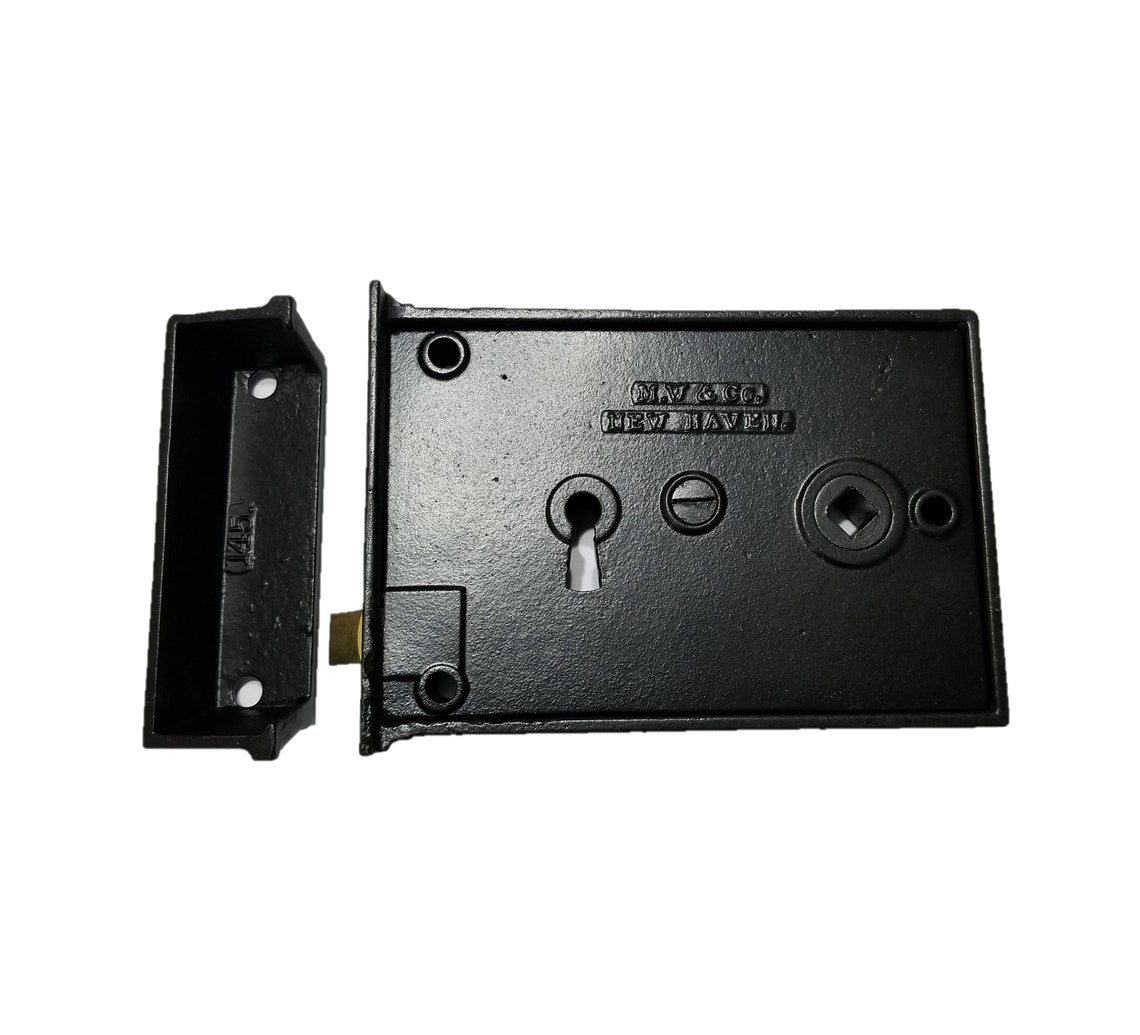 1860's Iron Horizontal Rim Lock With Key by Mallory & | Etsy