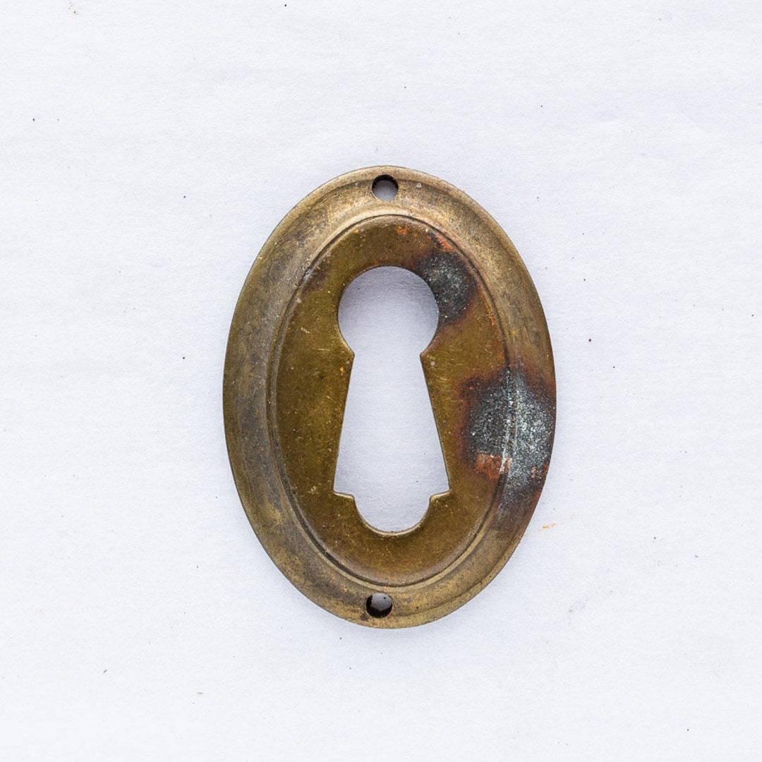 Antique Small Brass Oval Furniture Escutcheon - Etsy